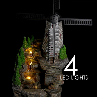 GEEZY Water Feature Outdoor Indoor LED Fountain Waterfall Garden Decor ...