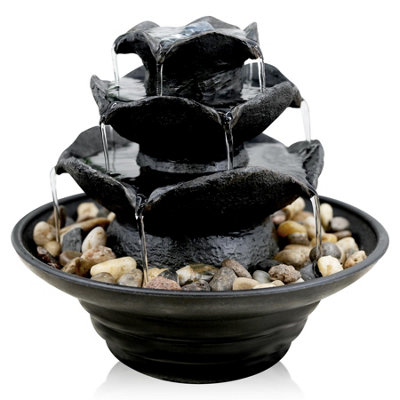 GEEZY Waterfall Water Feature Indoor Tabletop LED Fountain Waterfall ...