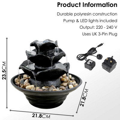 GEEZY Waterfall Water Feature Indoor Tabletop LED Fountain Waterfall ...