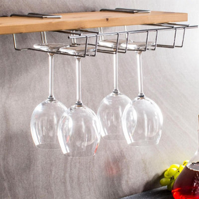 GEEZY Wine Glass Rack Holder Storage for Under Shelf Stemware Hanger ...