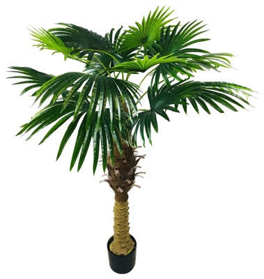 Geko Artificial Fan Palm Tree 150cm, Green, Large, One Size | DIY at B&Q