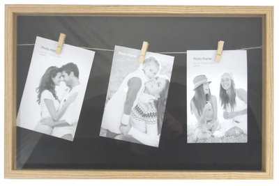 Geko Black Natural Wood Triple Peg Frame