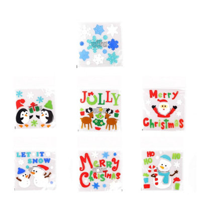 Gel Window Stickers 7PK Assorted Christmas Design
