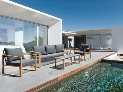 GELSO 5 Seater Garden Lounge Set with Table Dark Grey Metal