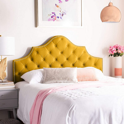 Gemia Plush 26 inch Strutted Headboard - Mustard | DIY at B&Q