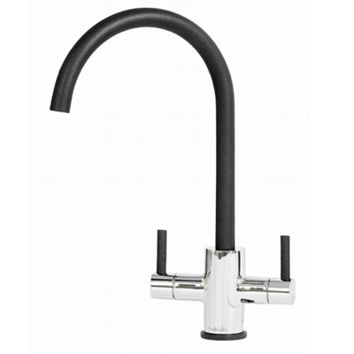 Genesis Kitchen Mixer Tap - Chrome Body with Black Spout, Dual Lever ...