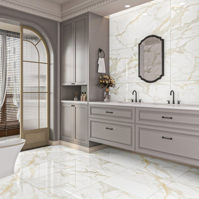 Genesis Statuario Marble Effect Polished Rectified 600mm x 1200mm ...