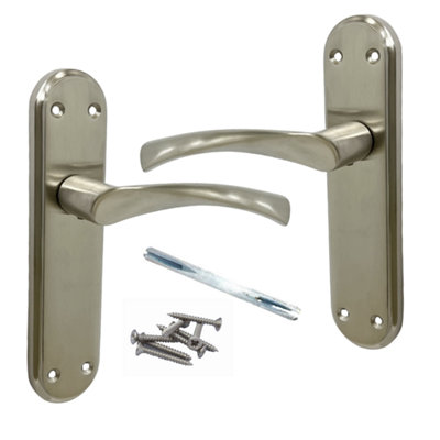 Genova Door Handles Satin Twist Lever Latch Marina Backplate