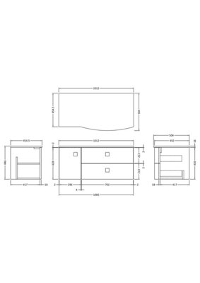 GENTLESHAW CONTEMPORARY 2 DRAWER RIGHT-HAND WALL HUNG VANITY UNIT WITH ...