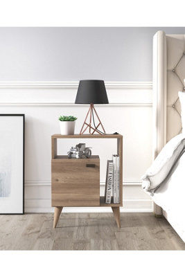 Geo Bedside Table with 1 Shelf and 1 Cabinet, 50 x 37 x 65 cm ...