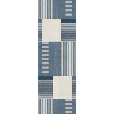 Geo Blocks Blue Runner - Silk Road Collection 180cm x 60cm