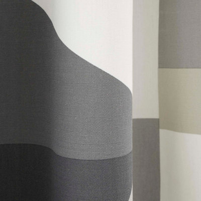 Geometra 100% Cotton Geometric Print Pair of Eyelet Curtains