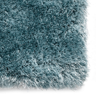 Geometric Blue Modern Shaggy Handmade Easy To Clean Rug For Dining Room ...