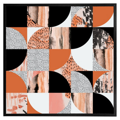 Geometric circles in autumn colours (Picutre Frame) / 12x12" / Oak