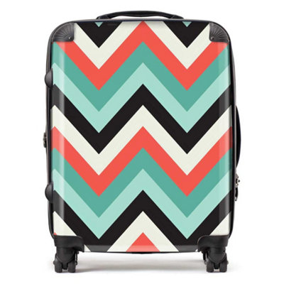 Geometric Colored Chevron Pattern Suitcase - Large