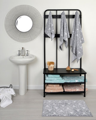 Geometric Design Non-Slip Bath Mat - Grey