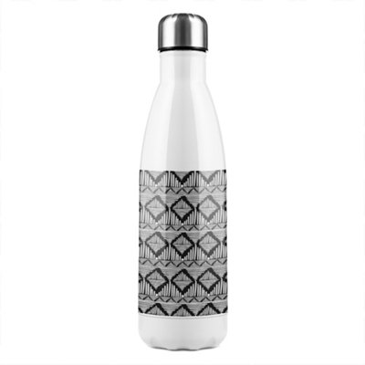 Geometric Line Pattern Stainless Steel Bottle Designer Style