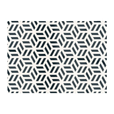 Geometric Monochrome Hexagonal Pattern Glass Chopping Board