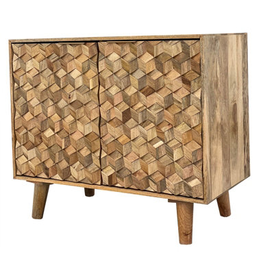 Geometric Small Sideboard - Mango Wood - L45 x W93 x H77 cm - Mango ...