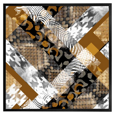 Geometric snake skin & patterns (Picutre Frame) / 24x24" / Grey