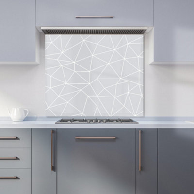 GEOMETRIC TRIANGLE PATTERN PREMIUM GLASS KITCHEN SPLASHBACK W600MM X H650MM