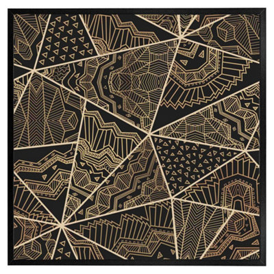 Geometric triangles with patterns (Picutre Frame) / 16x16" / Oak