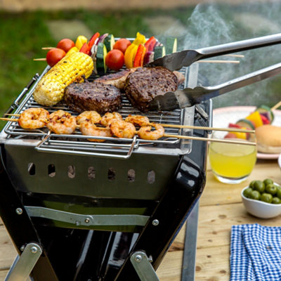 George Foreman Charcoal BBQ Portable Briefcase Barbecue Black GFPTBBQ1005B