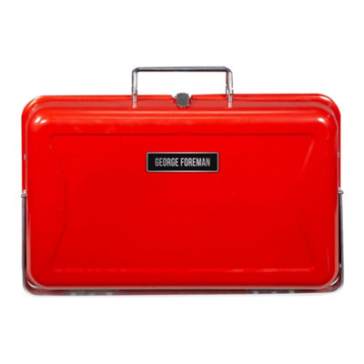 George Foreman Charcoal BBQ Portable Briefcase Barbecue Red GFPTBBQ1005R