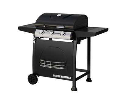 George Foreman Gas BBQ 3 Burner Black Barbecue GFGBBQ3B