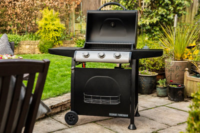 George Foreman Gas BBQ 3 Burner Black Barbecue GFGBBQ3B