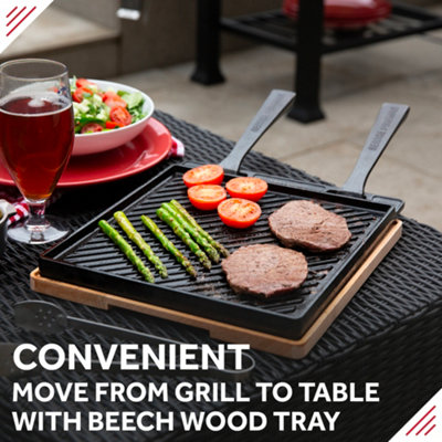 George Foreman Griddle Plate Dual Sided Smooth Portable Grill Pan BBQ ...