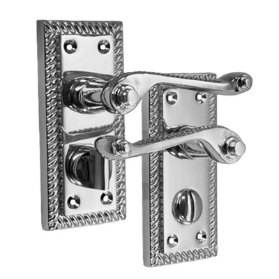 Georgian Door Handles Polished Chrome Suite Privacy WC Bathroom | DIY ...