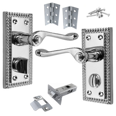 Georgian Door Handles Privacy WC Bathroom Pack Chrome 108mm x 48mm ...