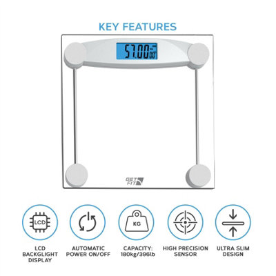 Get Fit Bathroom Scales - Digital Weighing Scale, Strain Gauge Sensor ...