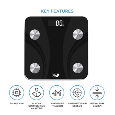 Get Fit Smart Bathroom Scales - Digital Body Weighing Scale - Connect ...
