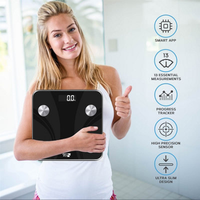 Get Fit Smart Bathroom Scales - Digital Body Weighing Scale - Connect To iOS/ Android Via ...