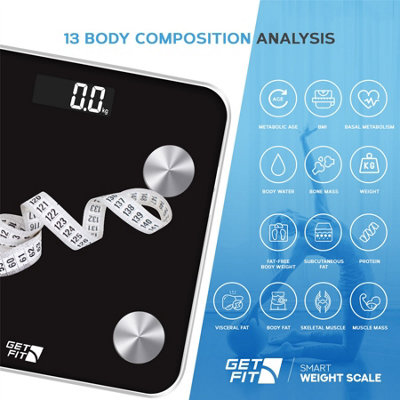 Get Fit Smart Bathroom Scales - Digital Body Weighing Scale - Connect To iOS/ Android Via ...