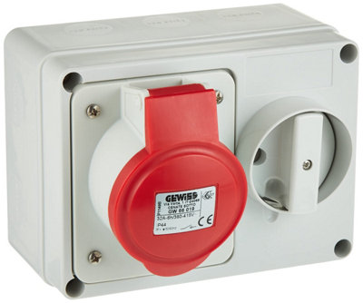 Gewiss GW66019 Interlocked Socket Outlet - IP44, 32A, 380V-415V for ...
