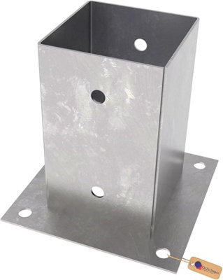 GeZu Impex Bolt Down Post Support 141x141 mm Hot Dip Galvanised Square Fence Post Base Bracket ...