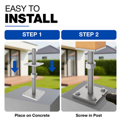 GeZu Impex Heavy Duty Adjustable Post Support 70 x 70 mm Hot Dip ...