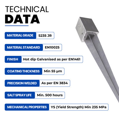GeZu Impex Heavy Duty Post Support 71 x 71 x 750 mm Hot Dip Galvanised ...