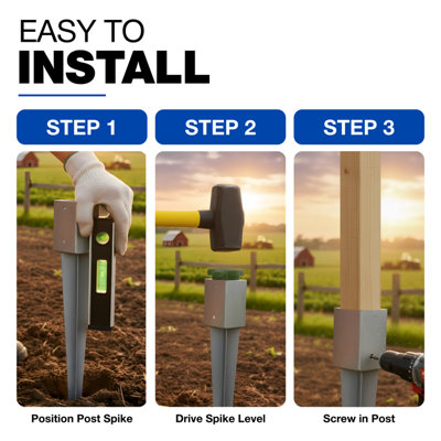GeZu Impex Heavy Duty Post Support 91 x 91 x 900 mm Hot Dip Galvanised ...