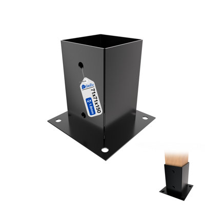 GeZu Impex Post base 71 x 71 mm Black fence support brackets deck ...
