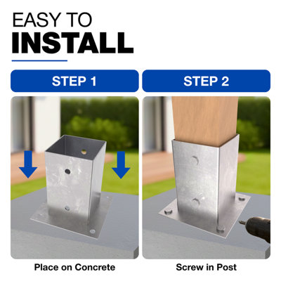 GeZu Impex Post base 81 x 81 mm Hot Dip Galvanised fence support ...