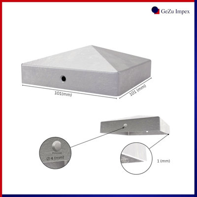 GeZu Impex Post Cap 101 x 101 mm Hot Dip Galvanised pyramid square ...