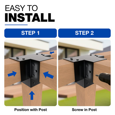 GeZu Impex Post Connector K 81x81 mm Black Powder Coated Pergola 4 Way ...