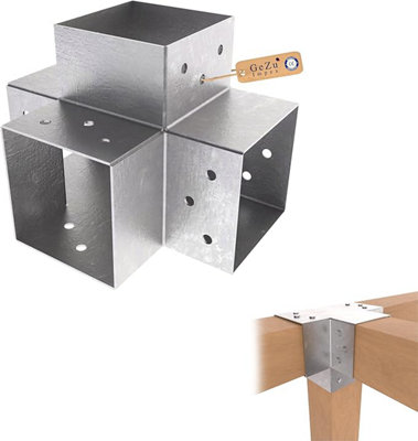GeZu Impex Post Connector X 121x121 mm Hot Dip Galvanised Pergola 4 Way ...