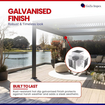 GeZu Impex Post Connector X 121x121 mm Hot Dip Galvanised Pergola 4 Way ...