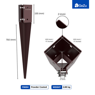 GeZu Impex Swift Clamp Drive In Post Support 100 x 100 x 750 mm Powder ...