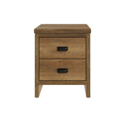 GFW Boston 2 Drawer Bedside Table Knotty Oak